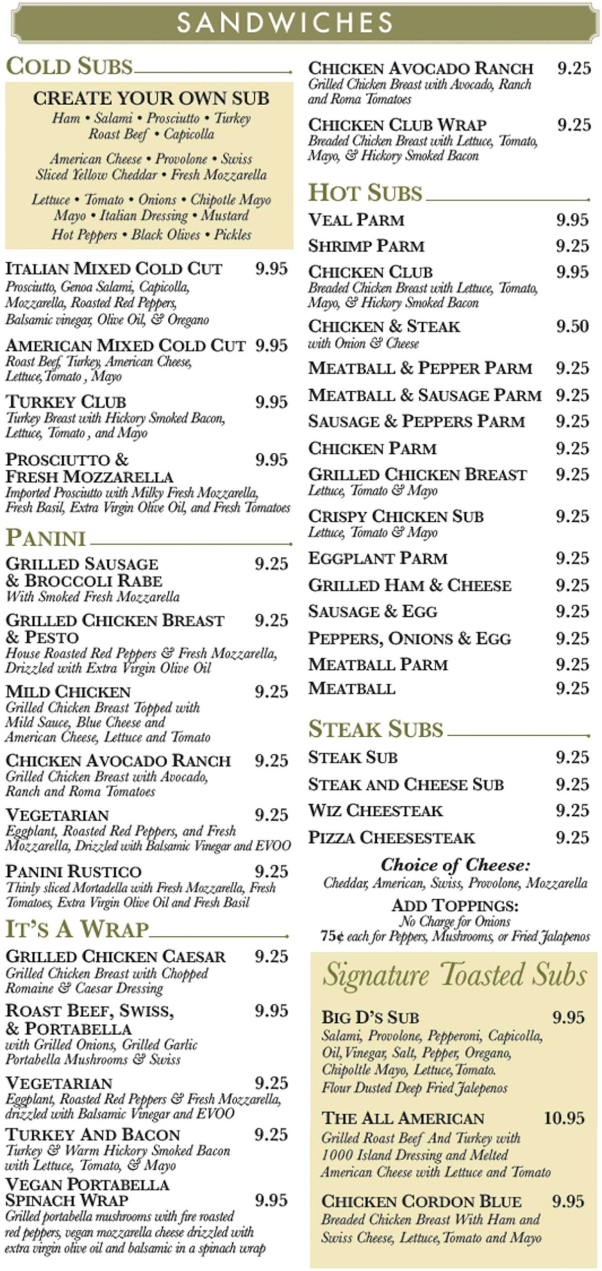 Menu Poughkeepsie
