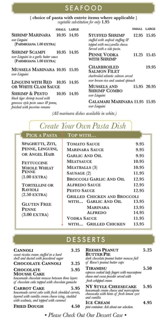 Menu Poughkeepsie - Ginos Pizzerias Poughkeepsie